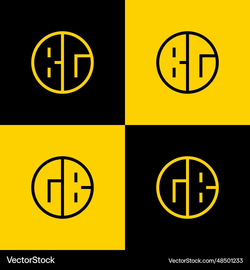 Simple bg and gb letter circle logo set suitable Vector Image