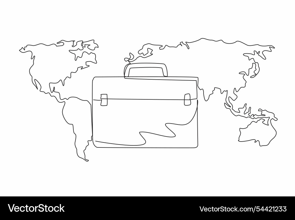 Single continuous line drawing briefcase Vector Image