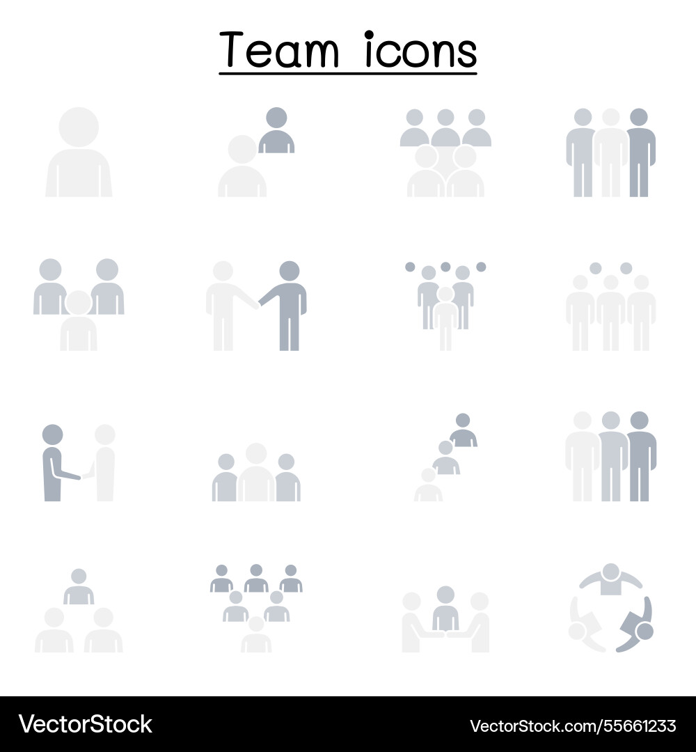 Teamwork team people icon set in flat color style Vector Image