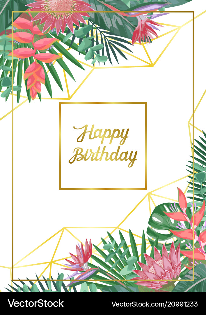 Tropical Birthday Card Royalty Free Vector Image
