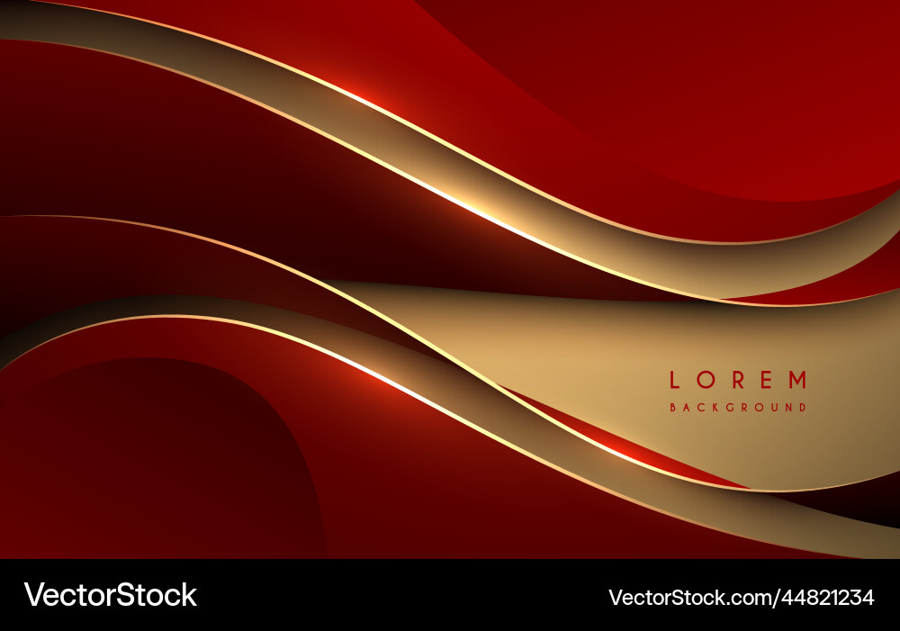 Abstract red and gold waved shapes background Vector Image