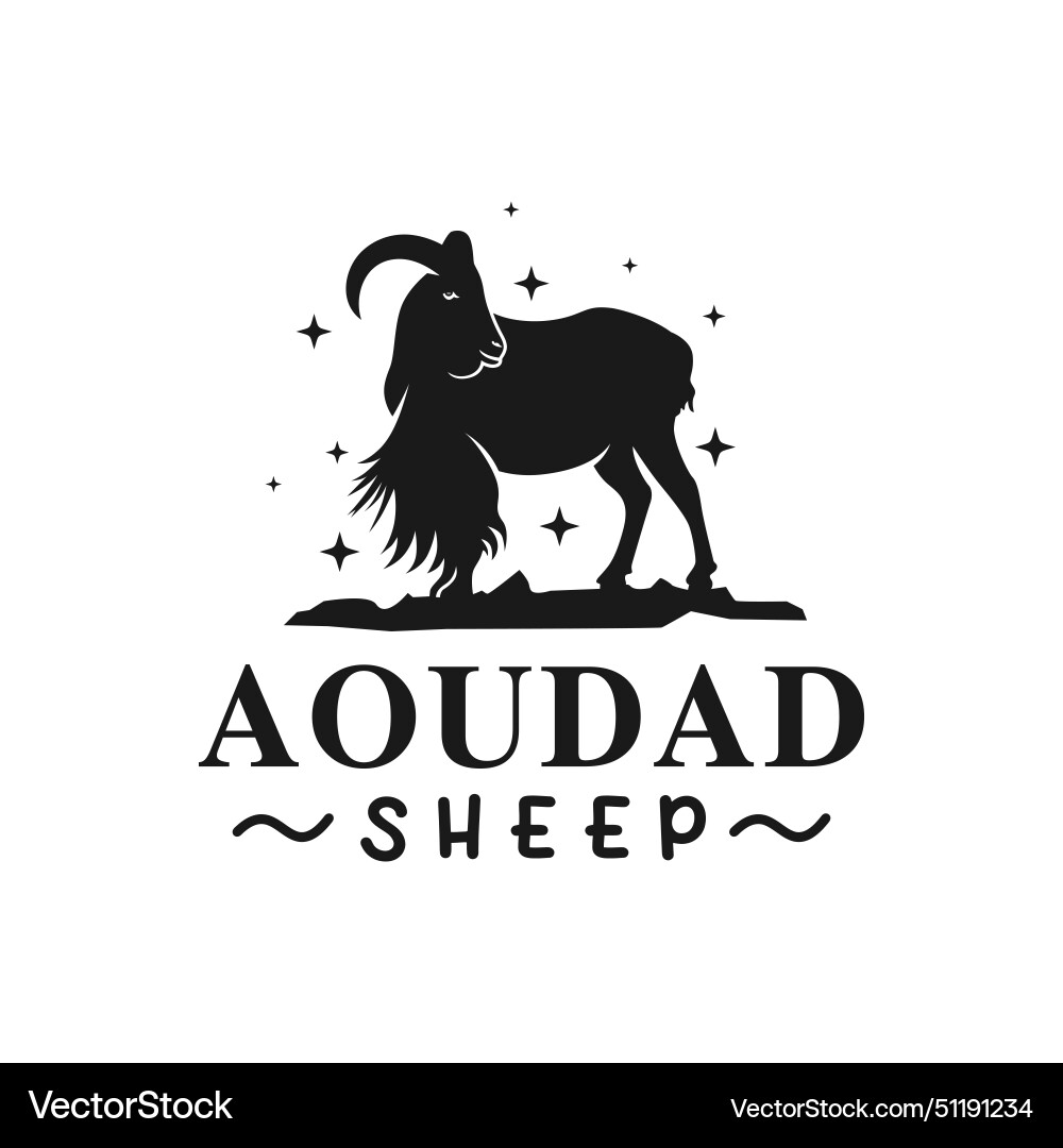 Black aoudad animal logo Royalty Free Vector Image