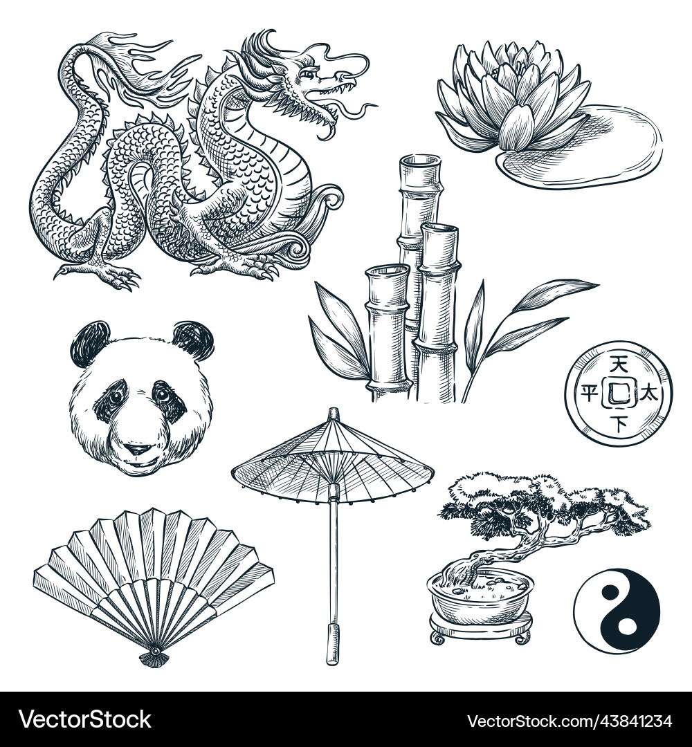 Asian Symbols Drawing