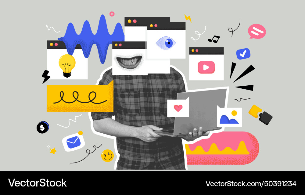 Collage poster design - creative art Royalty Free Vector