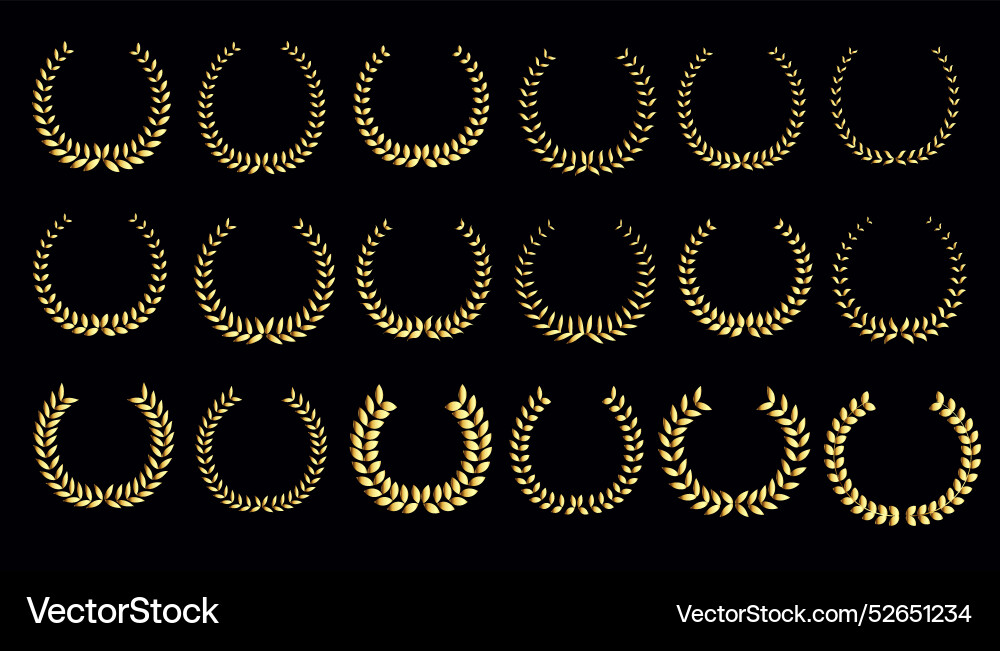 Collection of golden laurel frame background Vector Image