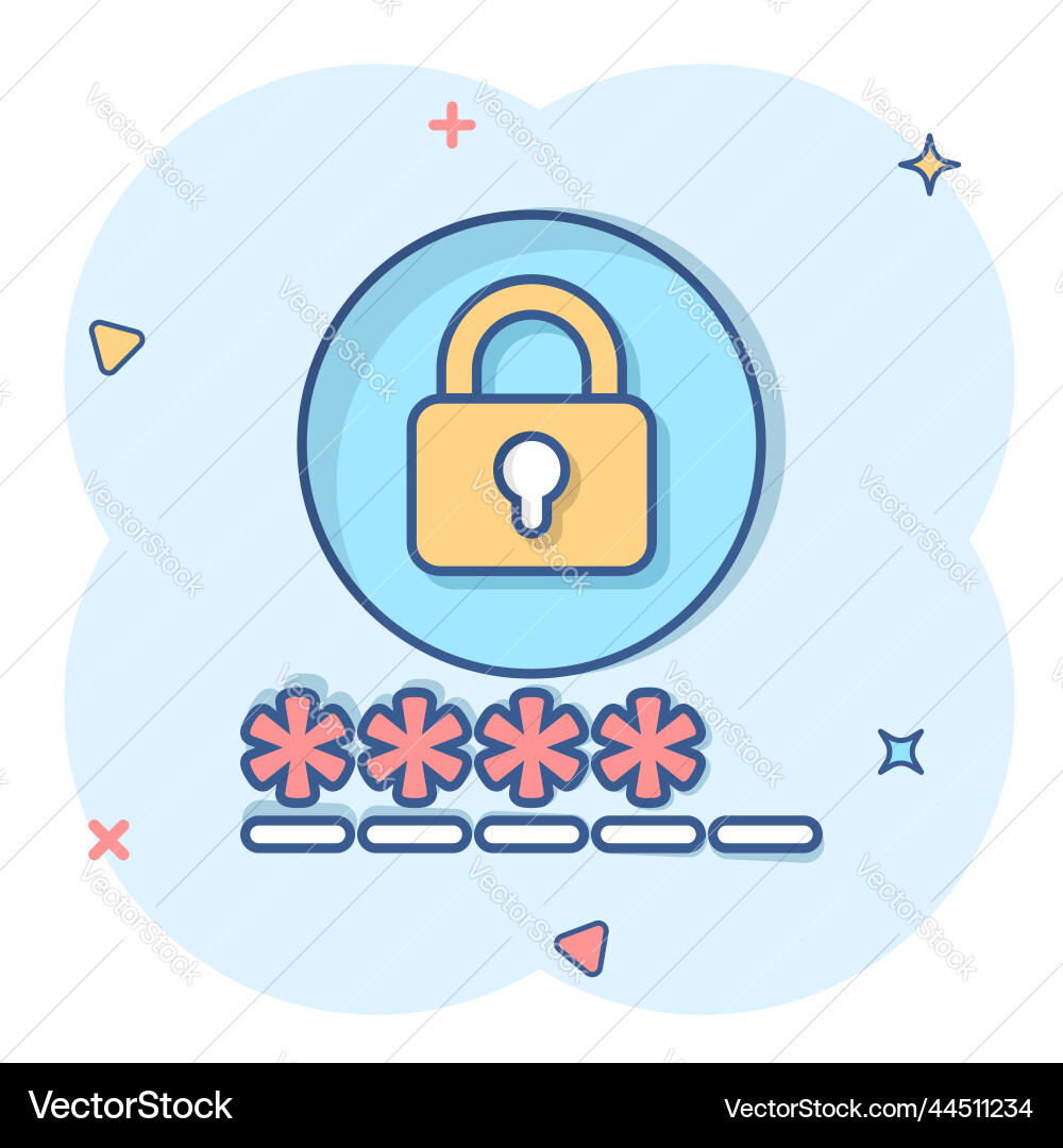 Comic Style Login Icon - Password Access Vector Image