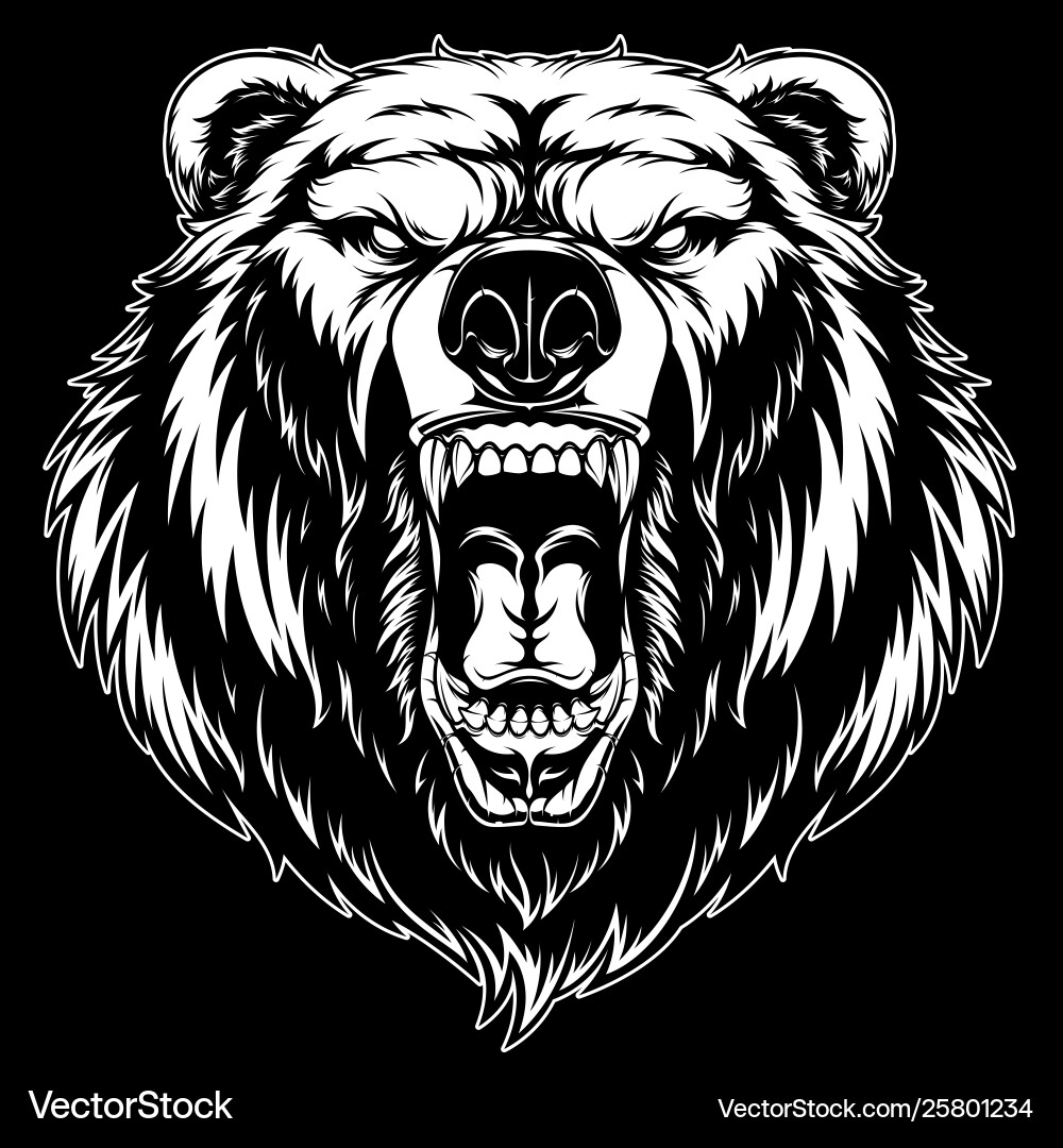Ferocious Grizzly Bear Head Royalty Free Vector Image