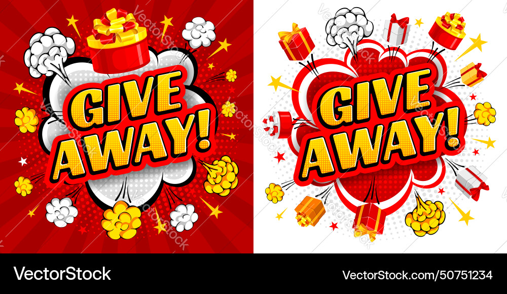 Giveaway event design templates with gift boxes Vector Image