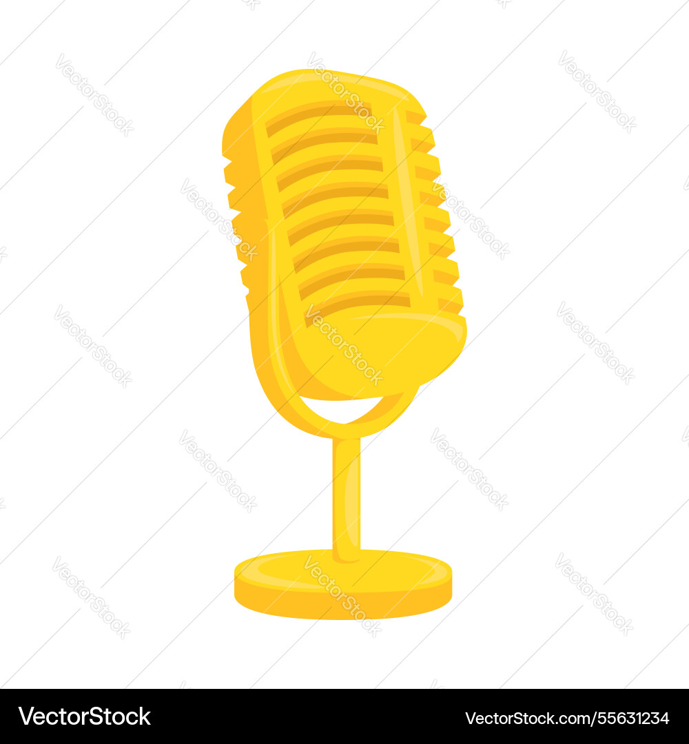 Gold microphone sign emoji icon Royalty Free Vector Image