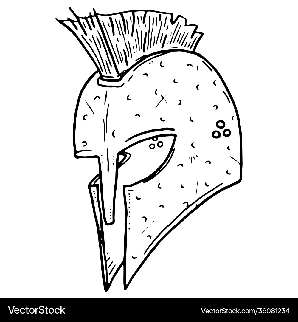 Helmet icon ancient cartoon greek Royalty Free Vector Image