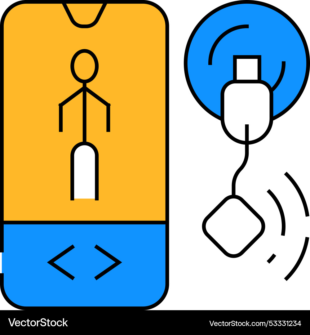 Mobile control ems training icon color Royalty Free Vector