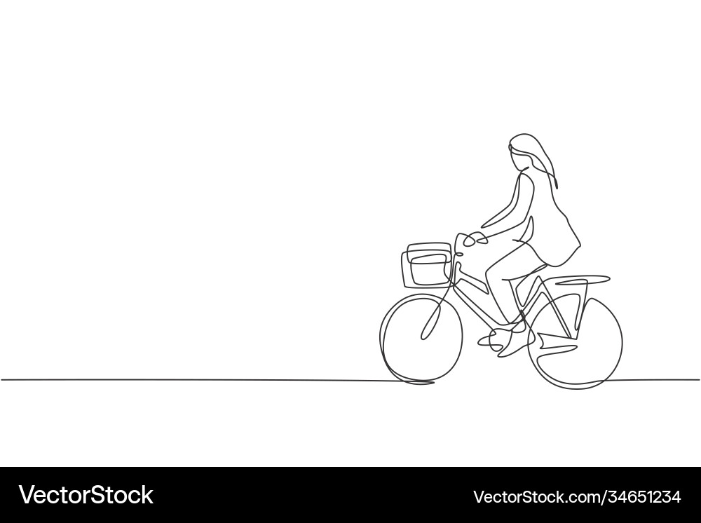 Single continuous line drawing young Royalty Free Vector