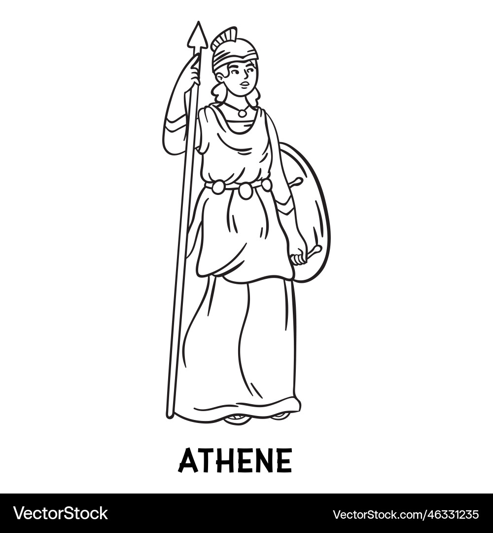 Athena hand drawn outline Royalty Free Vector Image