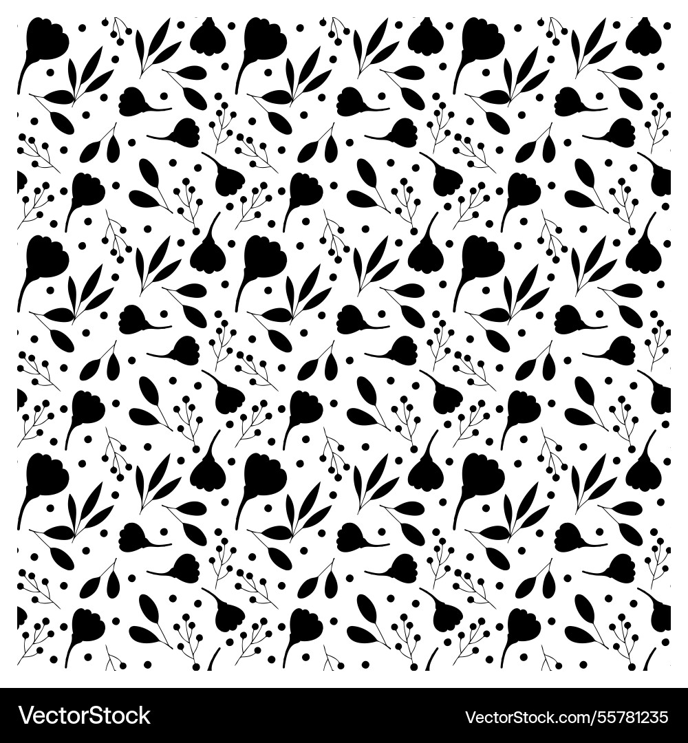 Black and white flower print pattern Royalty Free Vector