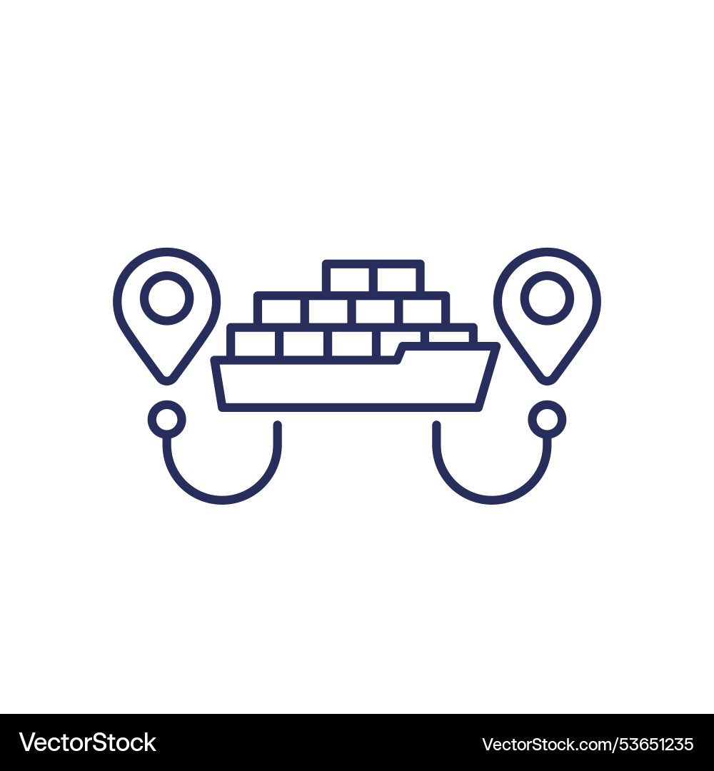 Cargo container ship icon maritime routes Vector Image