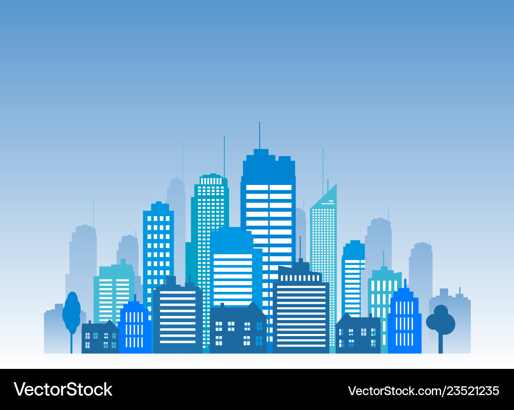 Cities blue buidling design Royalty Free Vector Image
