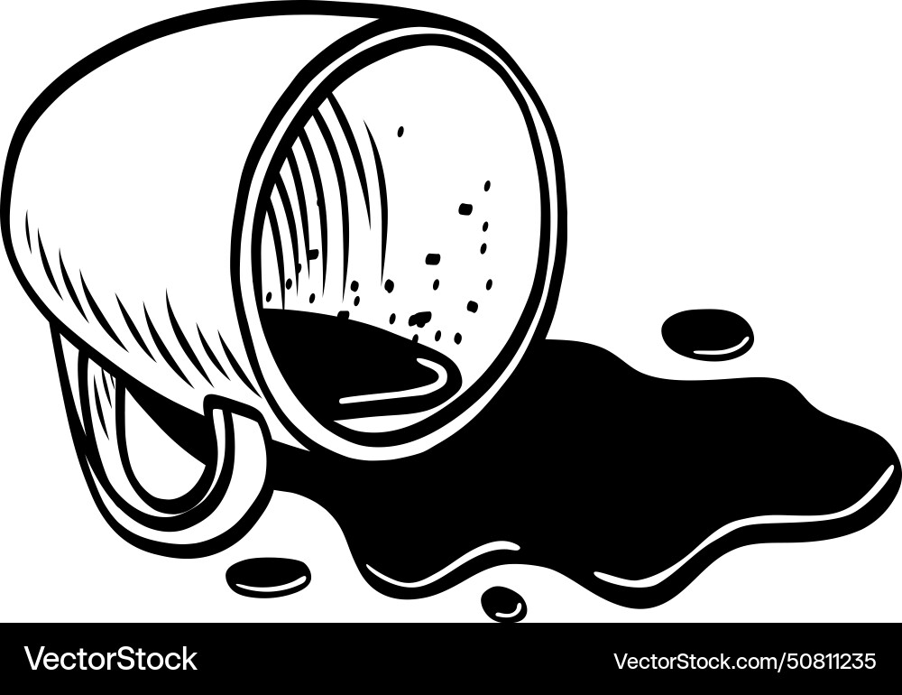 Coffee tea cup spilled drawing Royalty Free Vector Image