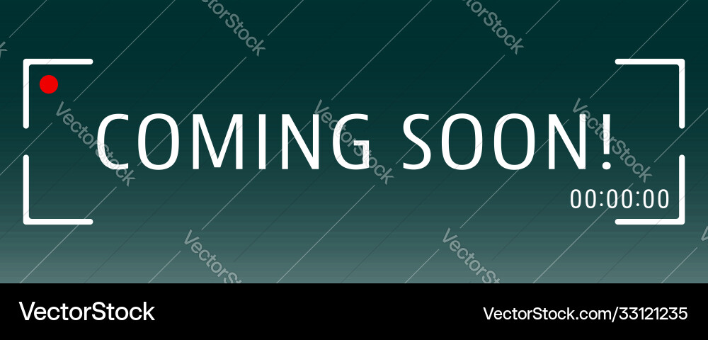 Coming soon banner template with viewfinder camera