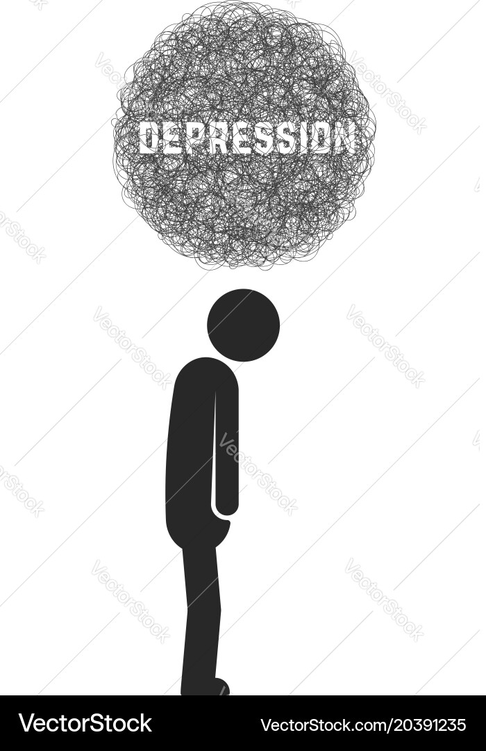 Depression with black stick figure Royalty Free Vector Image