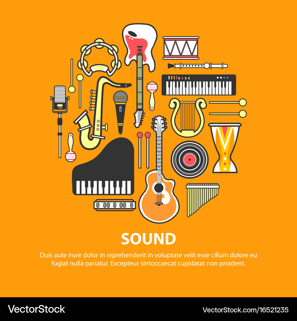 Different music instruments Royalty Free Vector Image