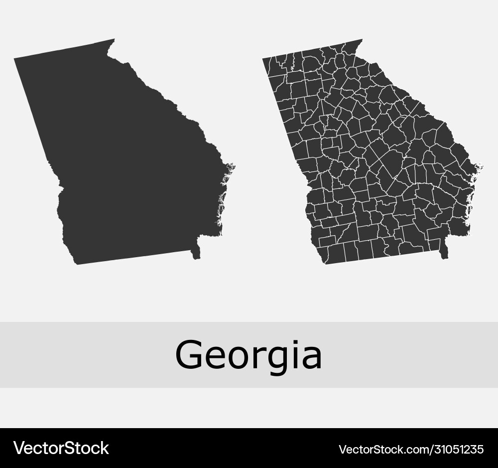 Georgia County Map Outline Royalty Free Vector Image