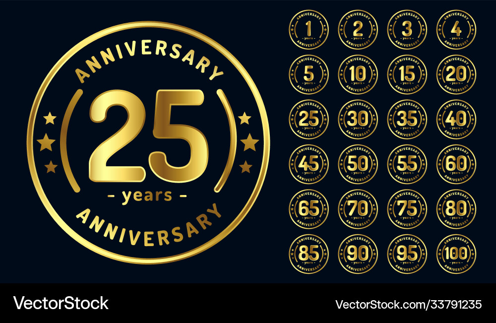 Golden Anniversary Celebration Emblems Royalty Free Vector