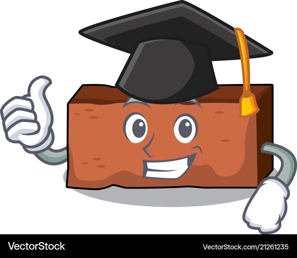 Graduation brick character cartoon style Vector Image