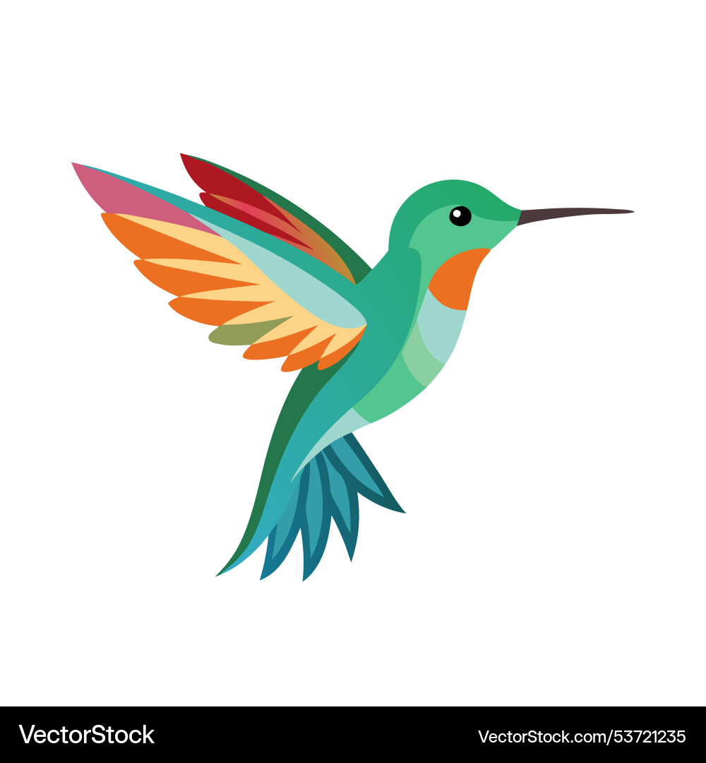 Hummingbird Flat Icon - White Background Vector Image