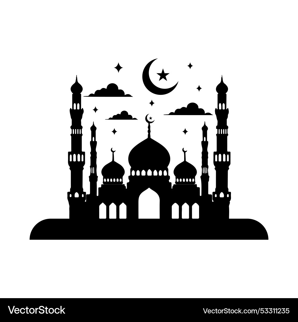 Islamic mosque silhouette Royalty Free Vector Image