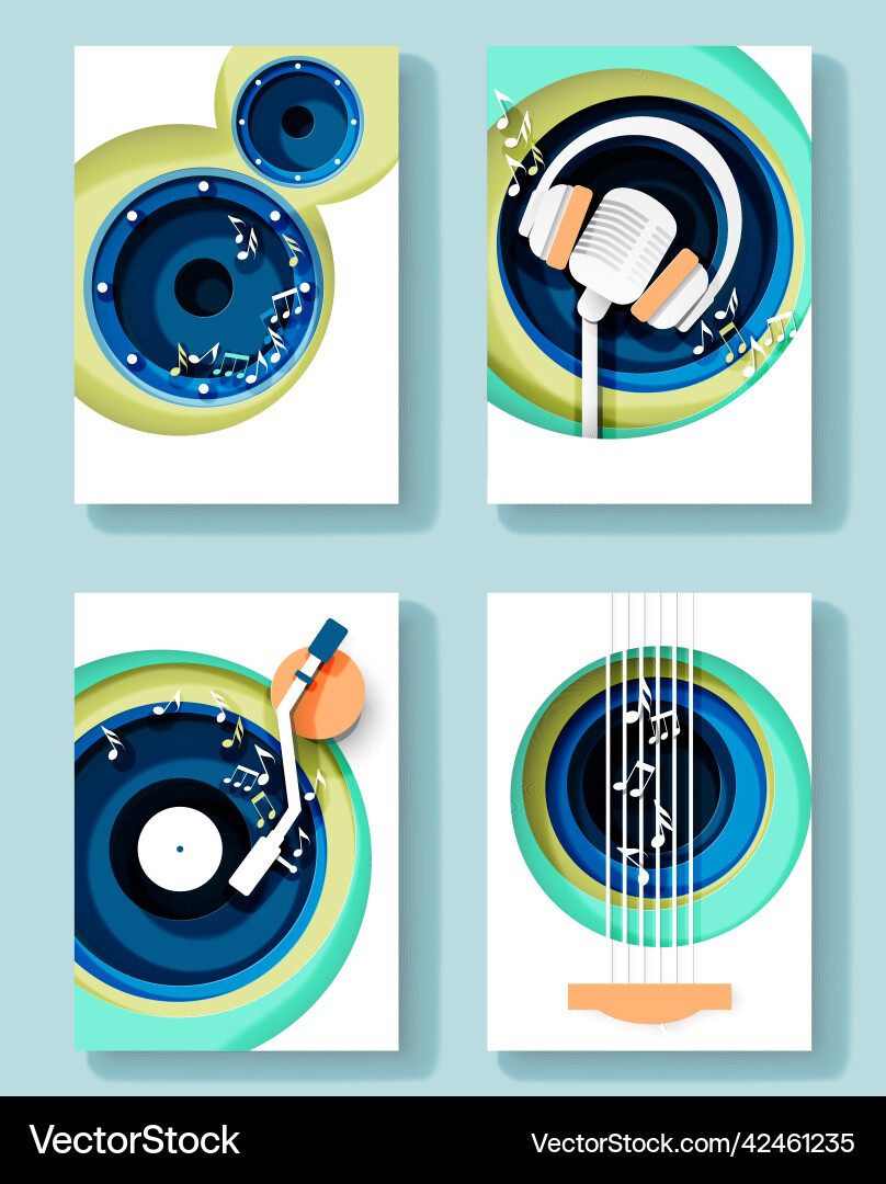 Musik Layout Flyer Einladung Design Set Lizenzfreier Vektor