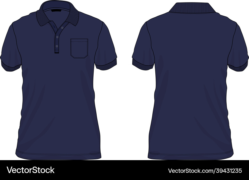 Navy blue color polo shirt template Royalty Free Vector