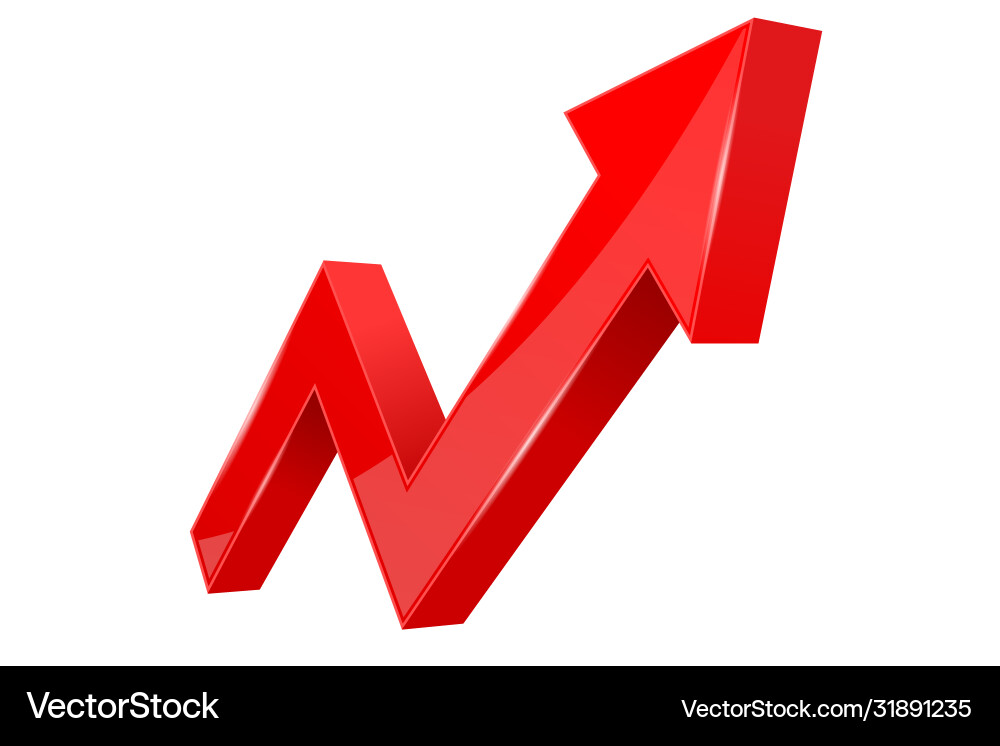 Red Shiny Upward Graph Arrow Royalty Free Vector Image