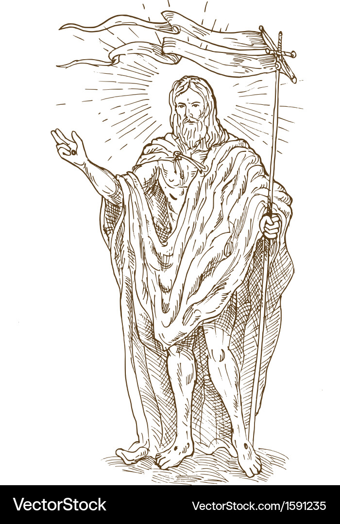 Resurrected Jesus with Staff Royalty Free Vector Image