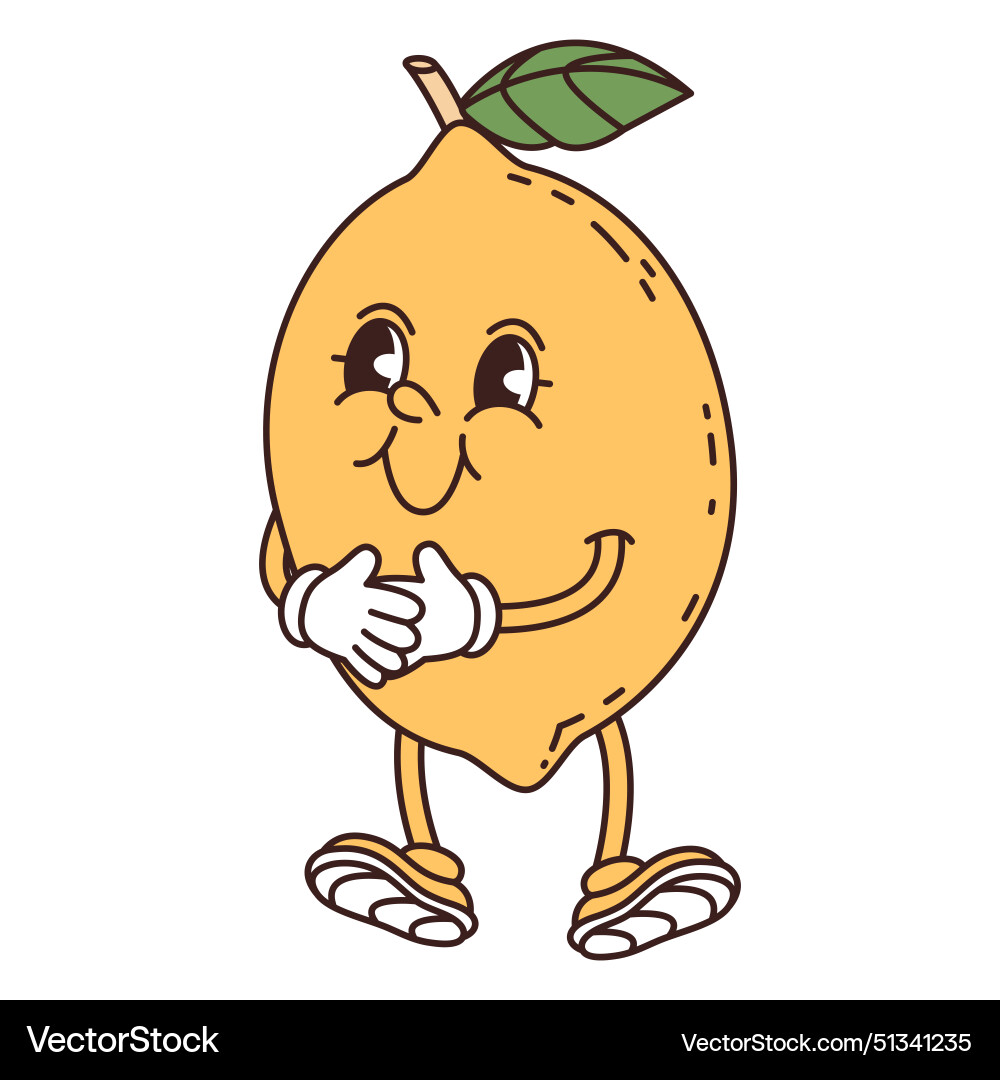 Retro groove funny fruit naughty anthropomorphic Vector Image
