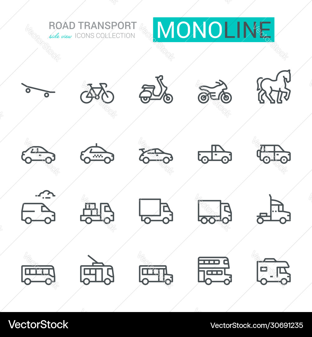 Road transport icons Royalty Free Vector Image