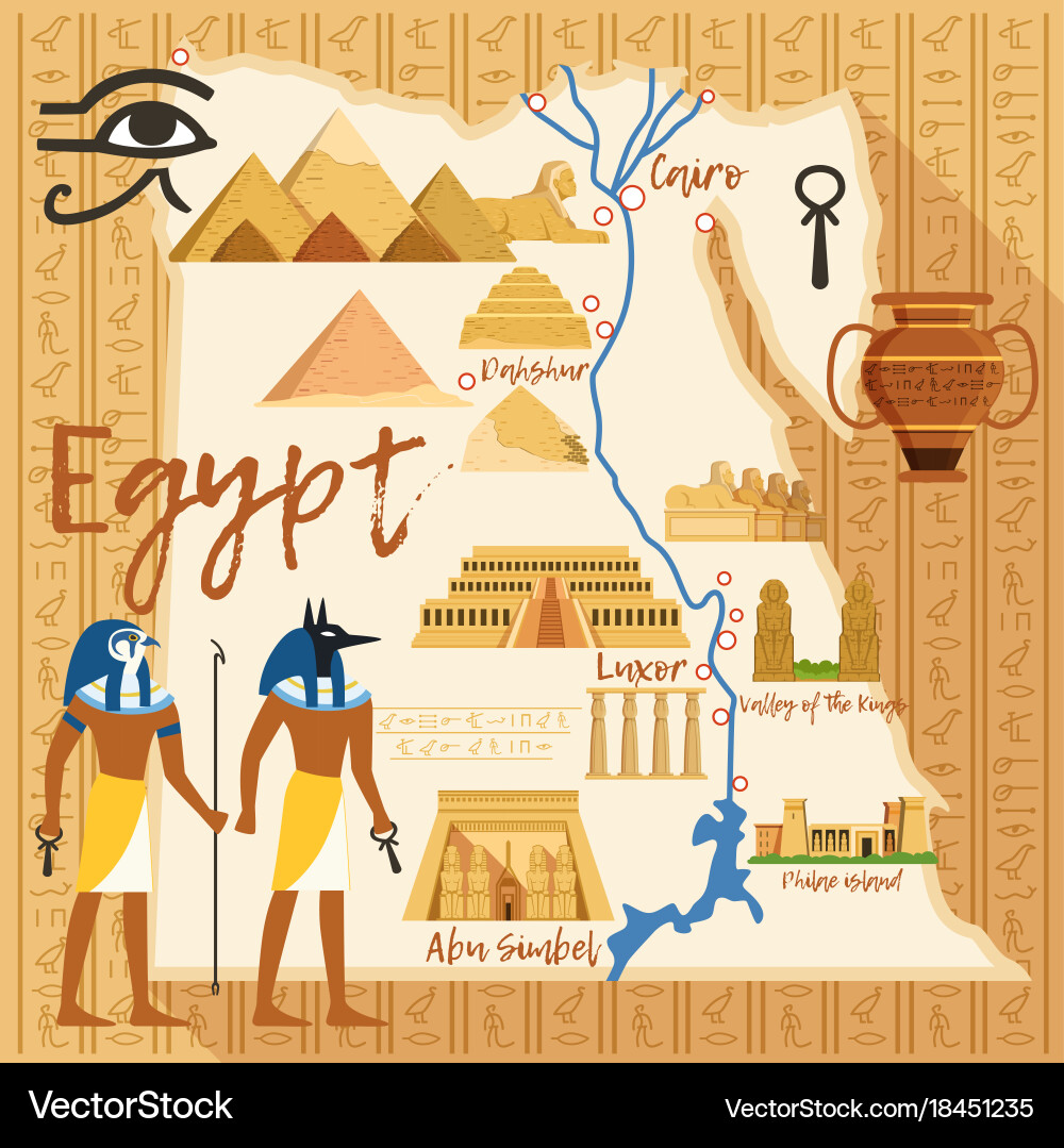 Stylized map of egypt with different cultural Vector Image