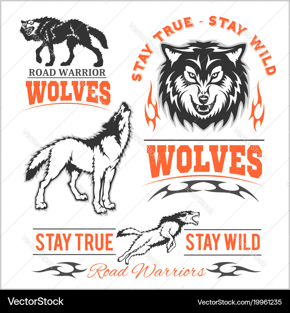 Vintage wolf motorcycle label Royalty Free Vector Image