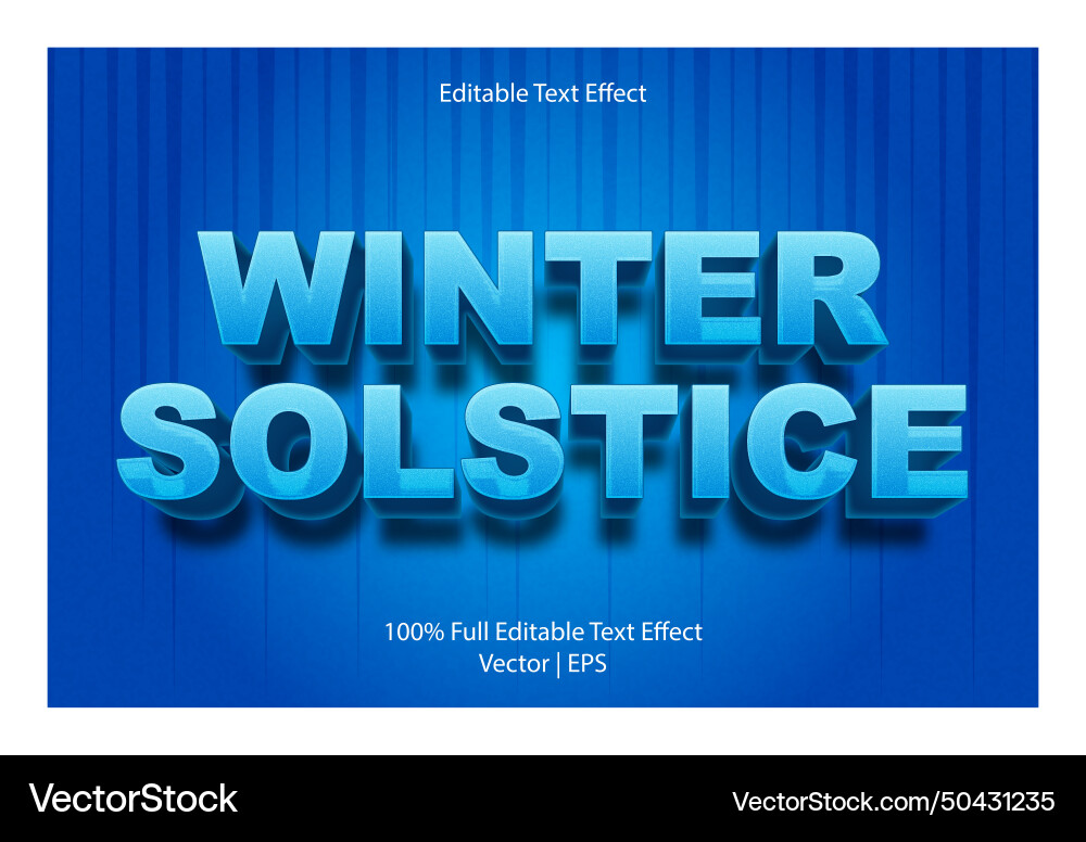 Winter solstice editable text effect embossed Vector Image