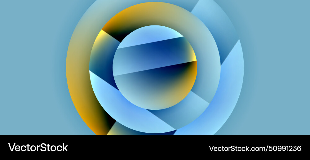 An electric blue circle on a petalshaped yellow Vector Image