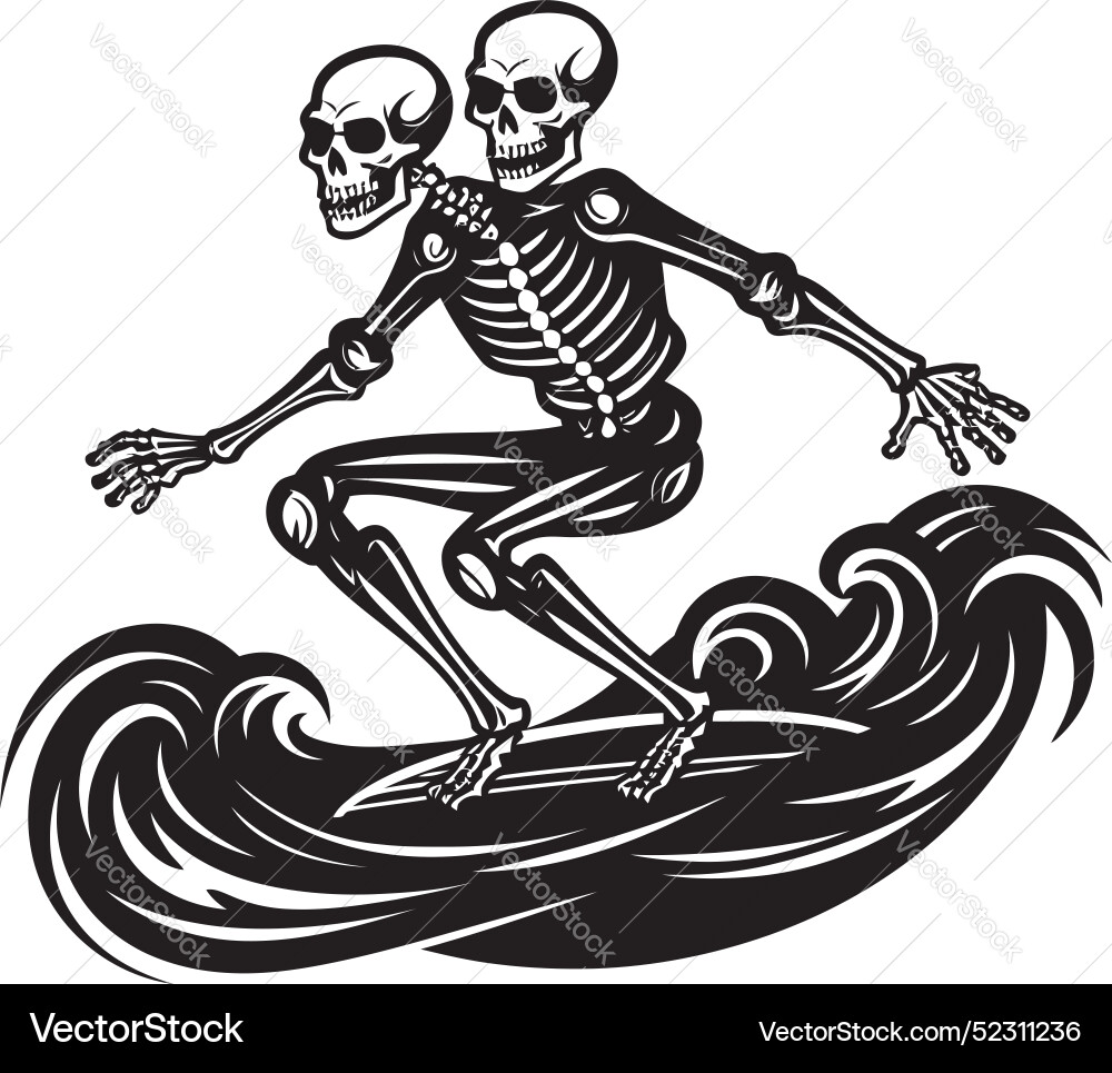 Bonewave surfer skeleton logo design skullsplash Vector Image