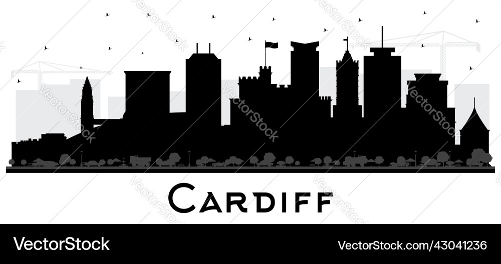 Cardiff City Skyline Silhouette Royalty Free Vector Image