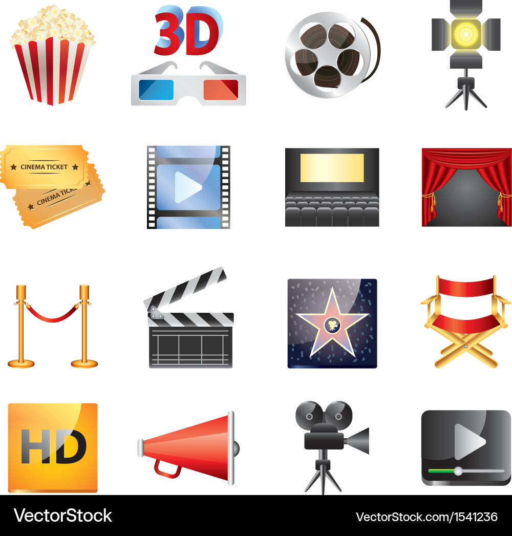 Cinema set Royalty Free Vector Image - VectorStock