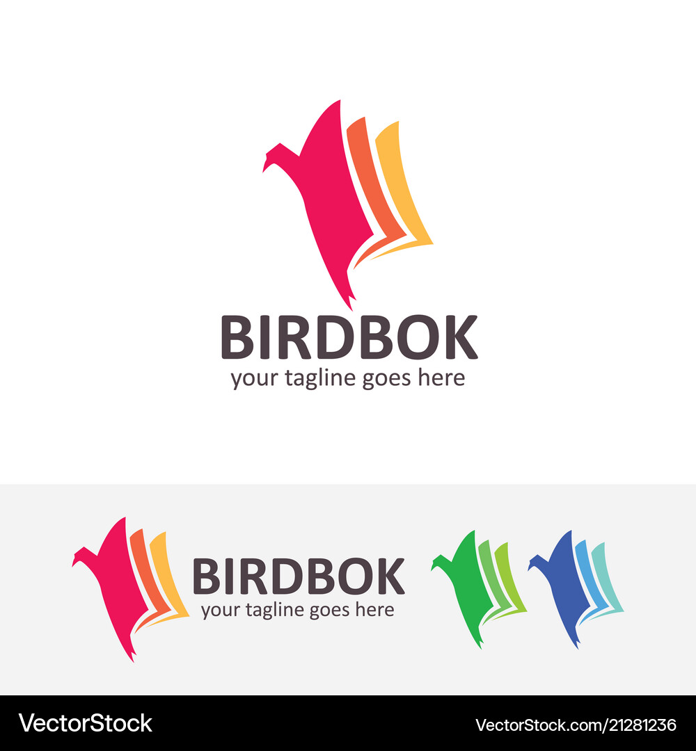 Elegant Bird Book Logo Royalty Free Vector Image