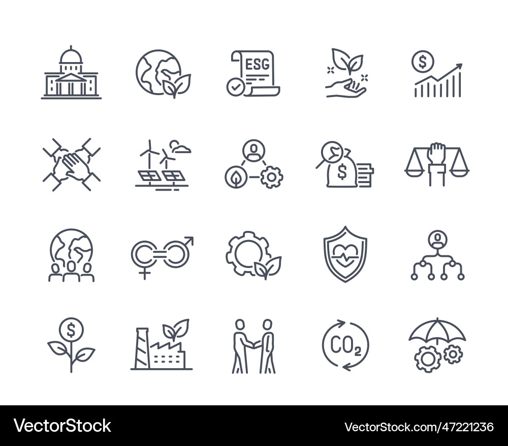 Esg line icons set Royalty Free Vector Image - VectorStock