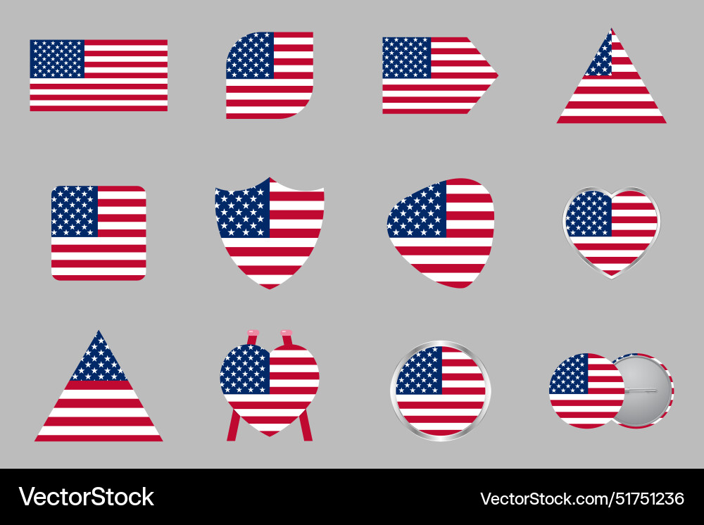 Flag of usa set Royalty Free Vector Image - VectorStock