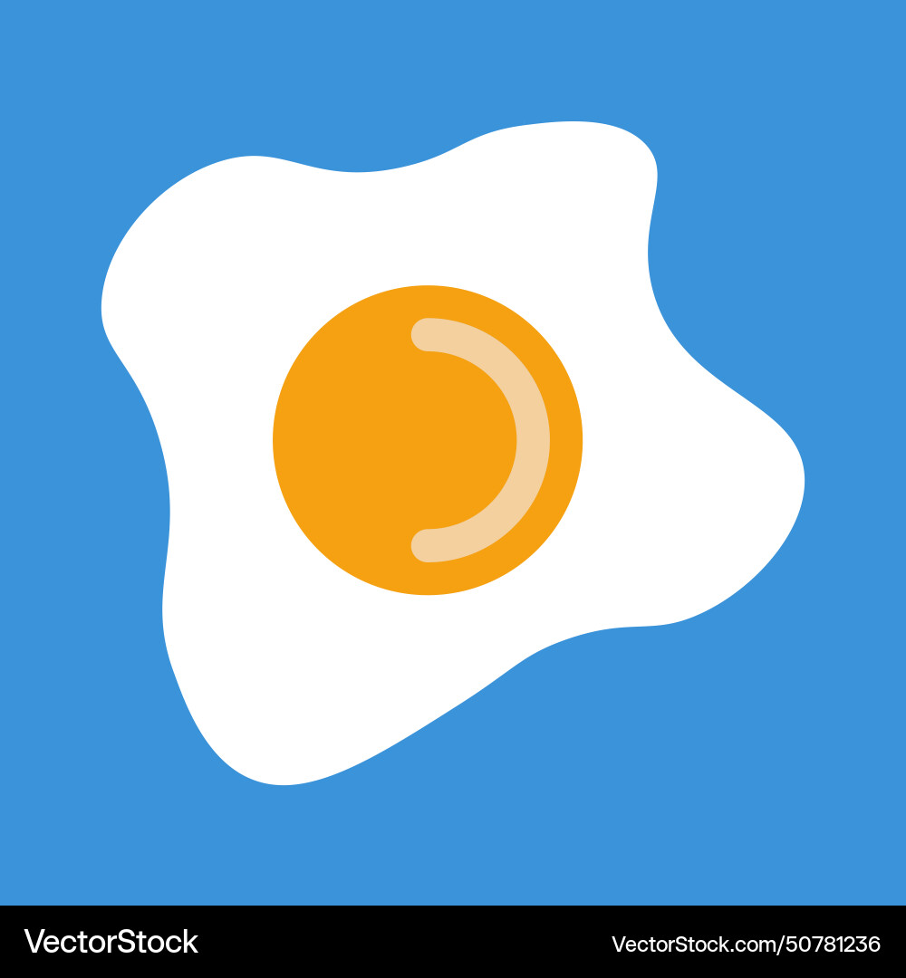 Fried egg icon on blue background Royalty Free Vector Image