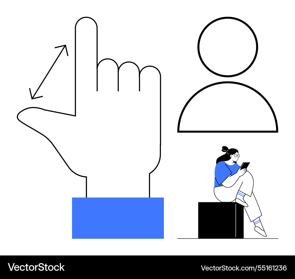 Hand gesture for scaling objects with user icon Vector Image