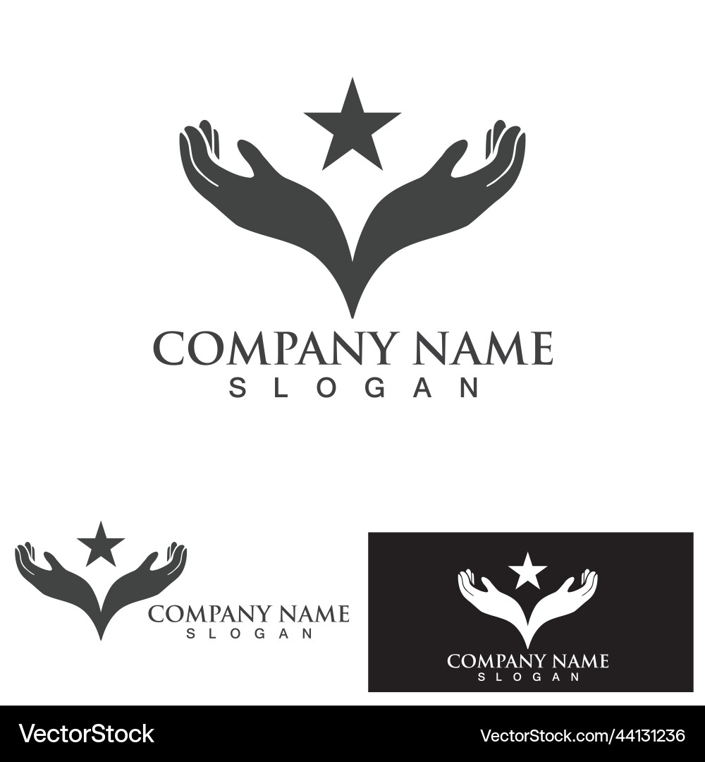 Hand hope logo and symbol template Royalty Free Vector Image