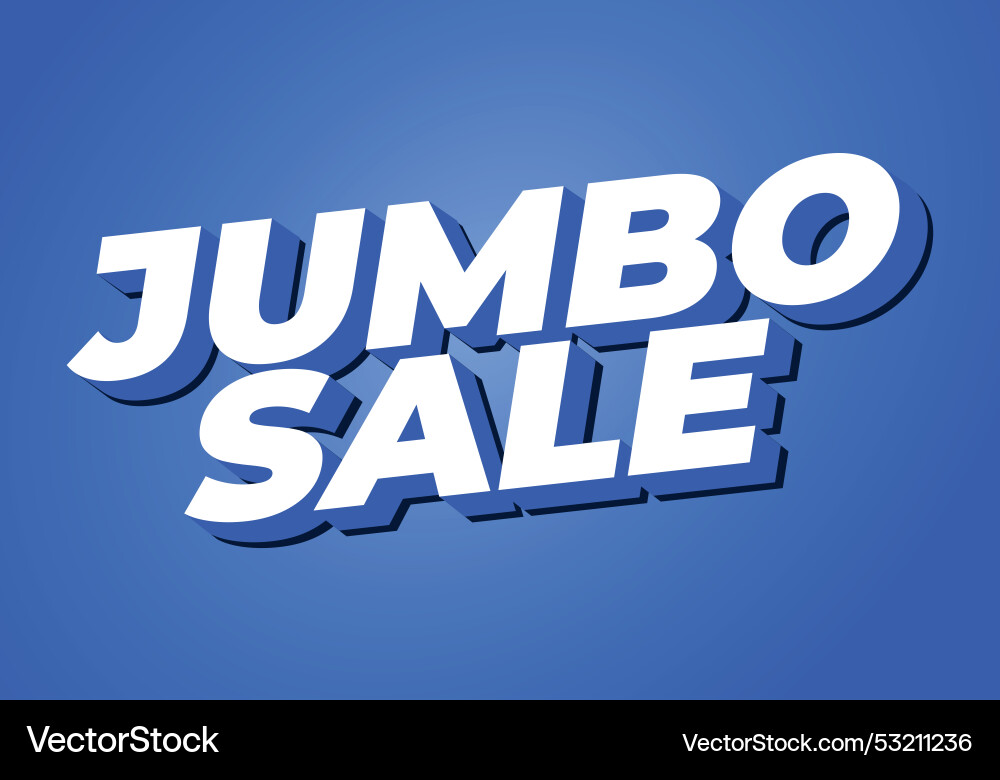 Jumbo sale text effect in modern colors with 3d Vector Image