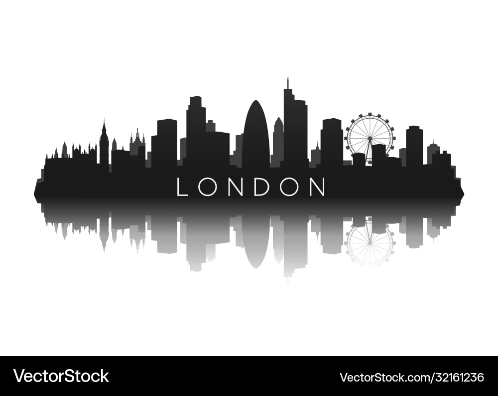 London skyline silhouette with reflection Vector Image